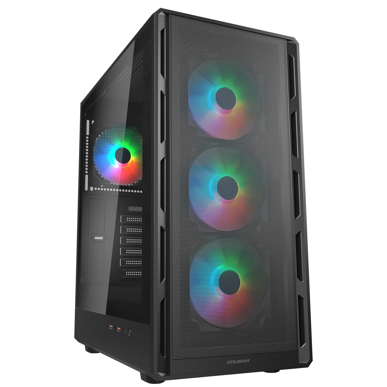 Cougar Airface Pure RGB Compact Mid-Tower ATX Case with 4 Auto RGB Fans ...