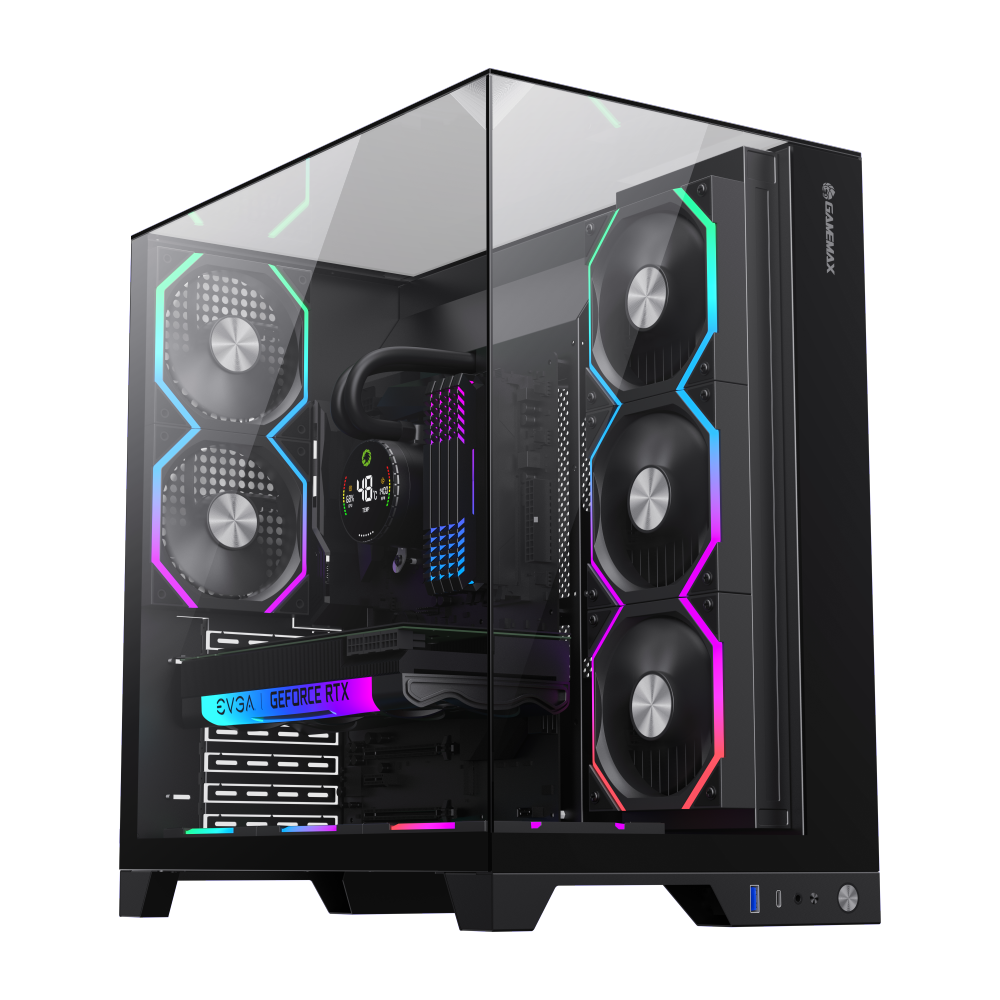 GameMax Infinity Pro Panoramic Mid-Tower ATX Case with 5 ARGB Fans ...