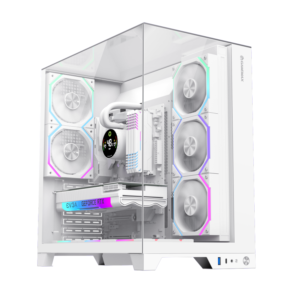 GameMax Infinity Pro Panoramic Mid-Tower ATX Case with 5 ARGB Fans ...